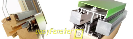 Aluminiumprofile um Glasscheiben zu befestigen